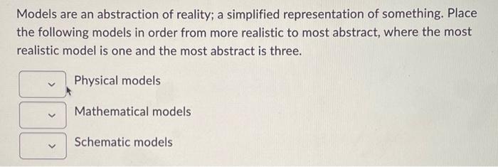 Solved Models are an abstraction of reality; a simplified | Chegg.com