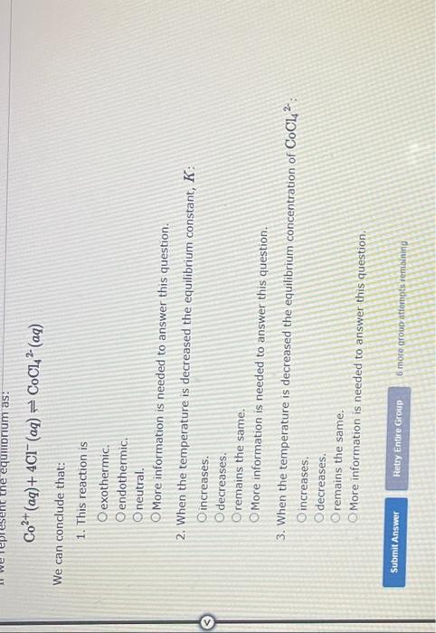 Solved In an aqueous chloride solution cobalt(II) exists in | Chegg.com