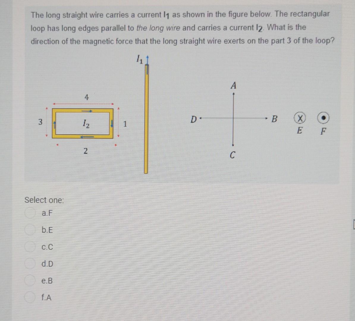 Solved The long straight wire carries a current l1 as shown | Chegg.com