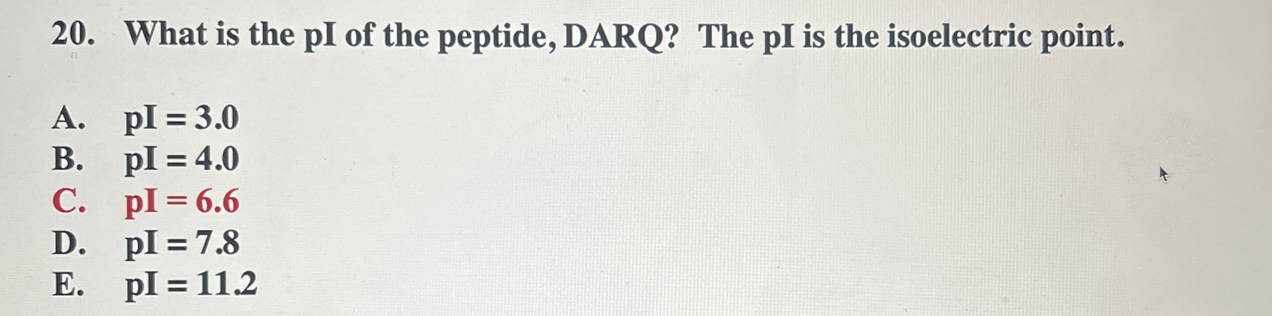 Solved What is the pI of the peptide, DARQ? The pI is the | Chegg.com