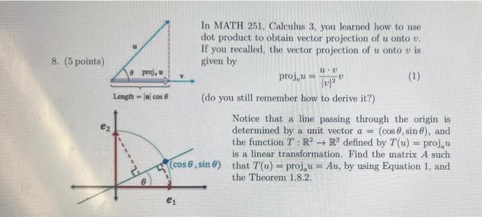 Solved In MATH 251, Calculus 3, you learned how to use dot | Chegg.com