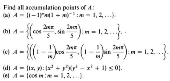 Solved Find all accumulation points of A : (a) | Chegg.com