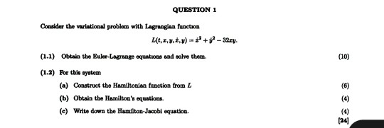 Solved QUESTION 1 Consider the variational problem with | Chegg.com