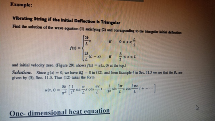 Solved Example: Vibrating String if the initial Deflection | Chegg.com