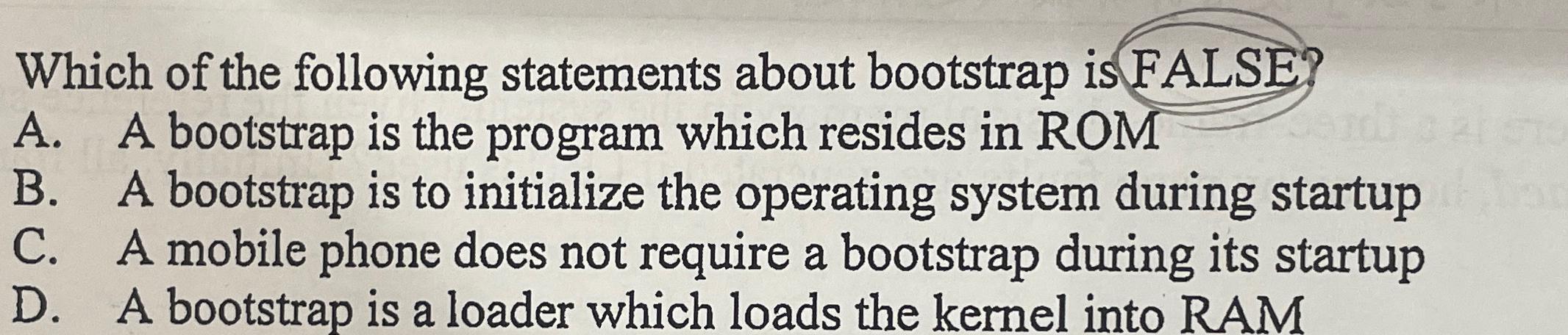 Solved Which Of The Following Statements About Bootstrap Is 7625