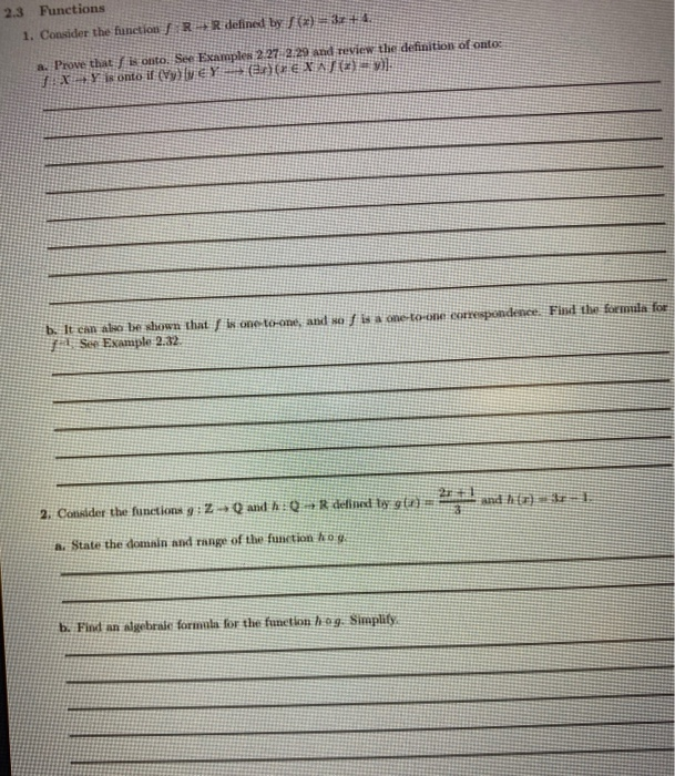 Solved 1. Consider the function R R defined by tz) 3+ a. | Chegg.com