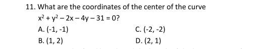 Solved 11. What are the coordinates of the center of the | Chegg.com