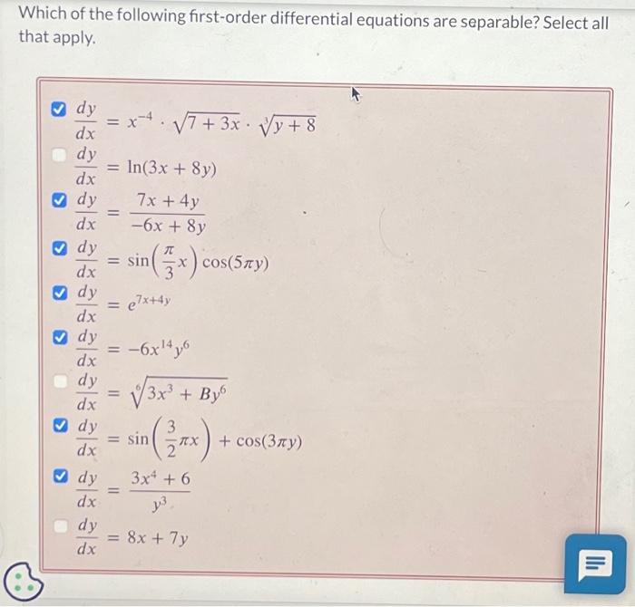 Solved Which of the following first-order differential | Chegg.com