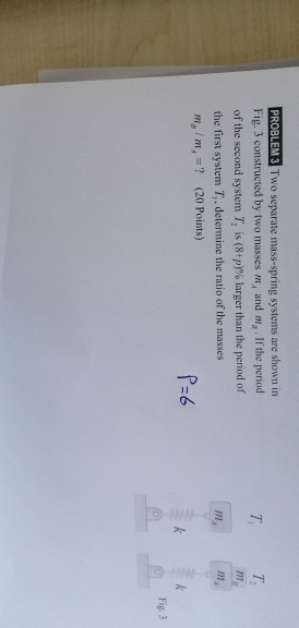 Solved T T PROBLEM 3 Two separate mass-spring systems are | Chegg.com