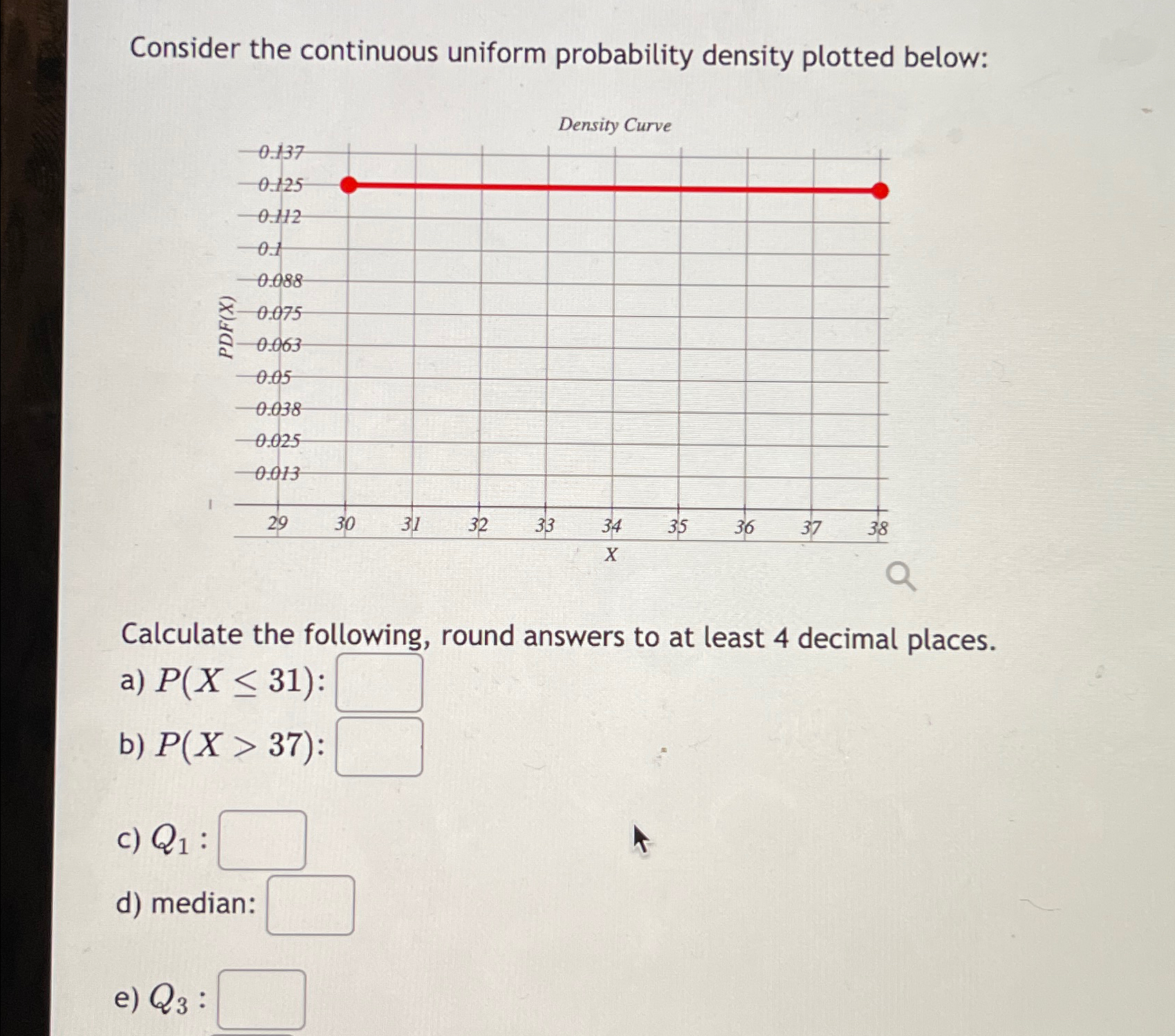 Solved Consider the continuous uniform probability density | Chegg.com