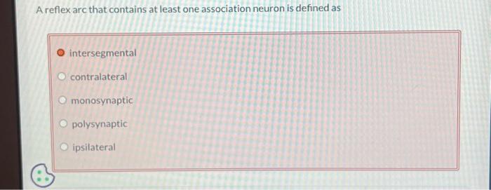 A reflex arc that contains at least one association | Chegg.com
