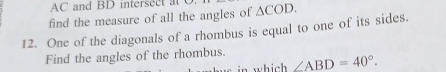 find the measure of all the angles of ????COD.12. | Chegg.com