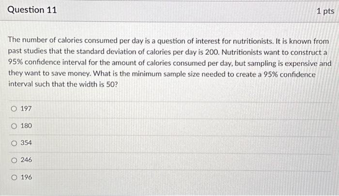 Solved The number of calories consumed per day is a question | Chegg.com