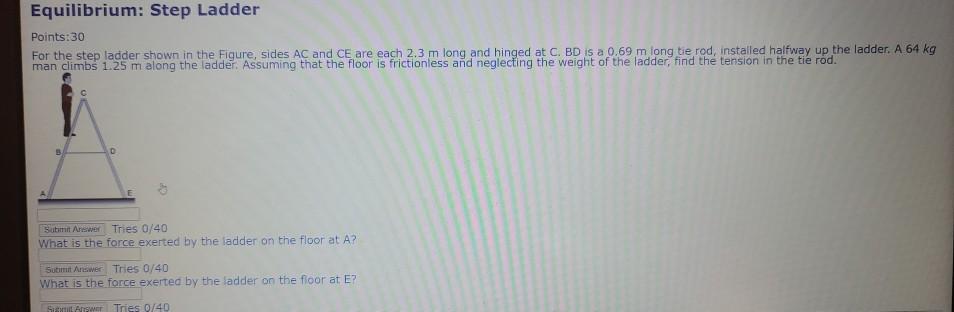 Solved Equilibrium: Step Ladder Points:30 For the step | Chegg.com