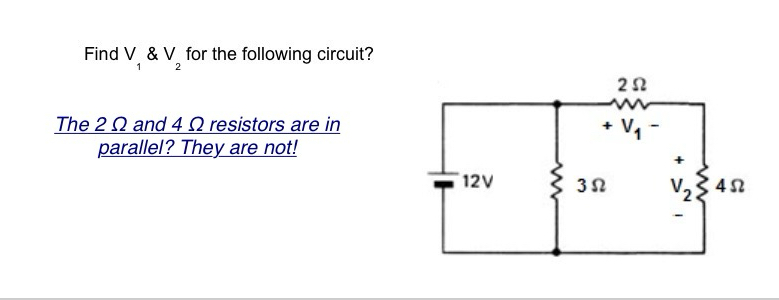 Find V1&V2 ﻿for the following circuit?The 2Ω ﻿and 4Ω | Chegg.com