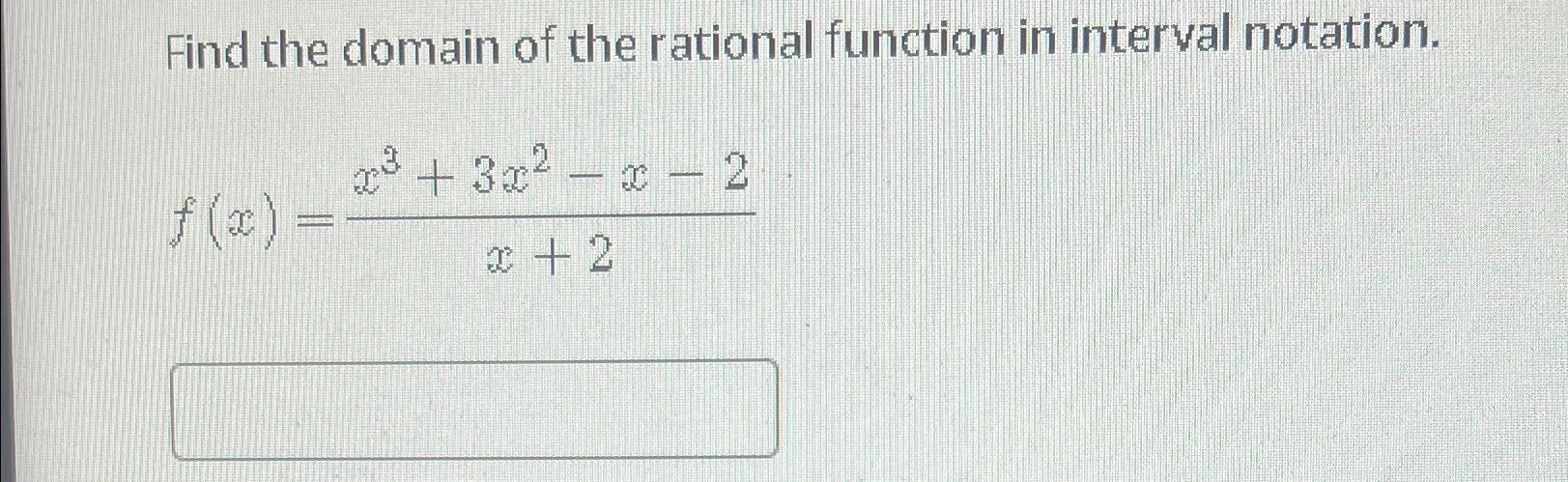 Solved Find the domain of the rational function in interval | Chegg.com