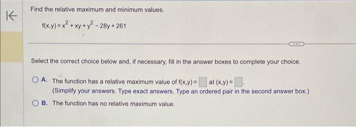 Solved Find the relative maximum and minimum values. | Chegg.com