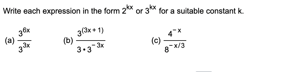 Solved Write each expression in the form 2kx ﻿or 3kx ﻿for a | Chegg.com