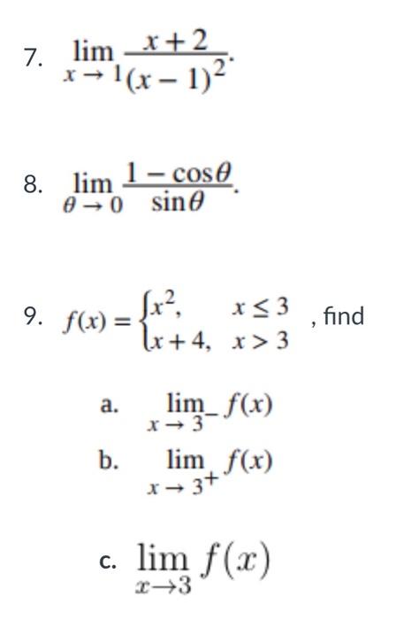 Solved Evaluate the following limits. 1. limx→6(2x−1)x+4. 2. | Chegg.com