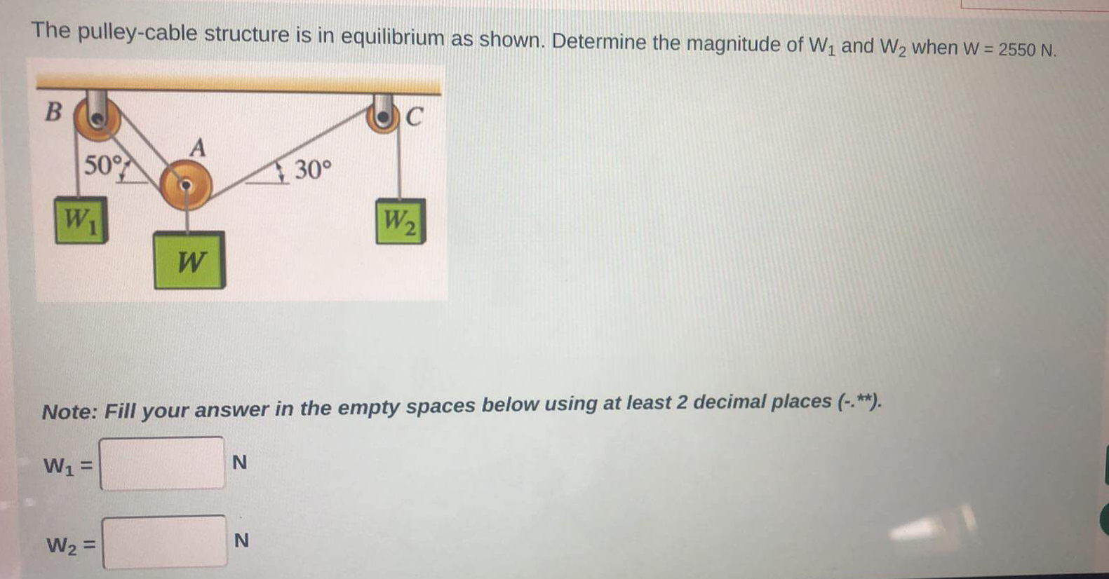 Solved The pulley-cable structure is in equilibrium as | Chegg.com