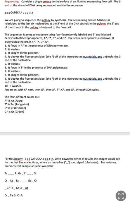 Solved Sequencing . Consider a single polony on the surface | Chegg.com