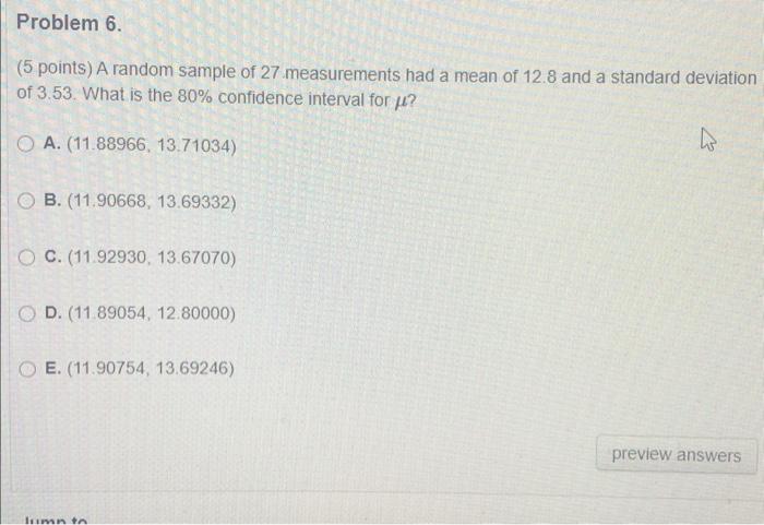 Solved Problem 6. (5 points) A random sample of 27 | Chegg.com