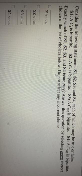 Solved Consider the following statements S1, S2, S3, and S4, | Chegg.com