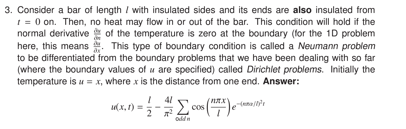 Solved Consider a bar of length l ﻿with insulated sides and | Chegg.com