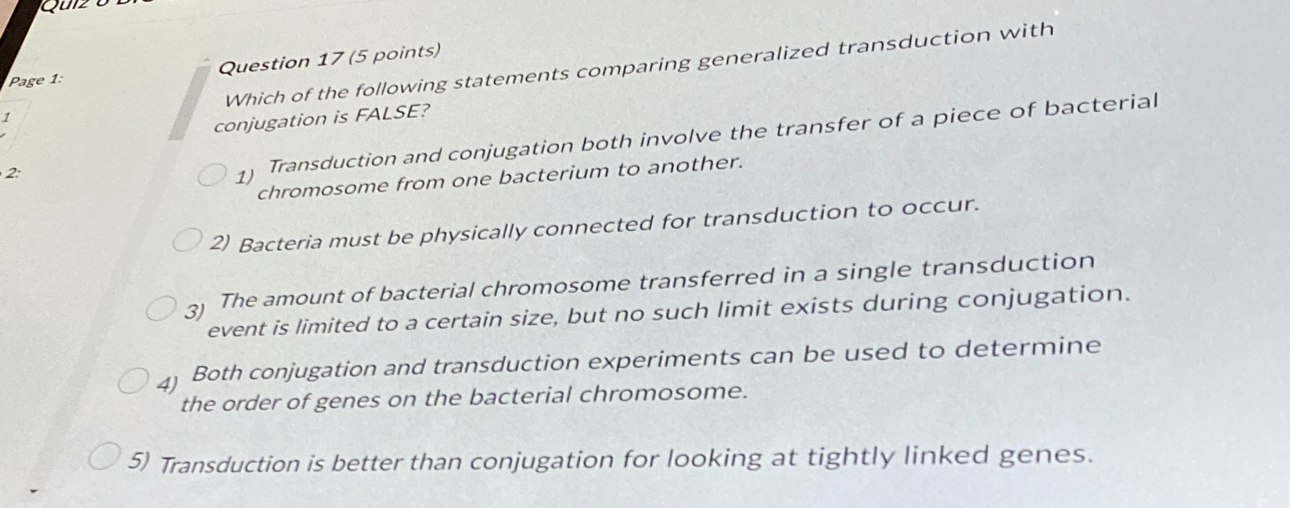 Solved Question 17 (5 ﻿points)Which of the following | Chegg.com