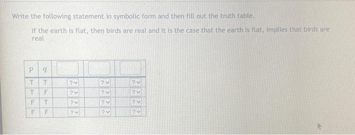 Solved Write the following statement in symbolic form and | Chegg.com