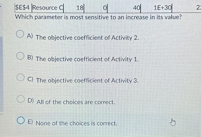 Solved Variable cells Constraints Which parameter is most | Chegg.com