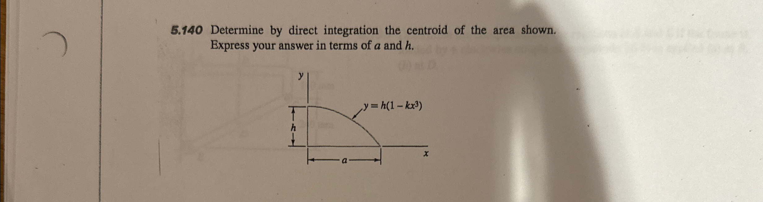 Solved 5.140 ﻿Determine by direct integration the centroid | Chegg.com