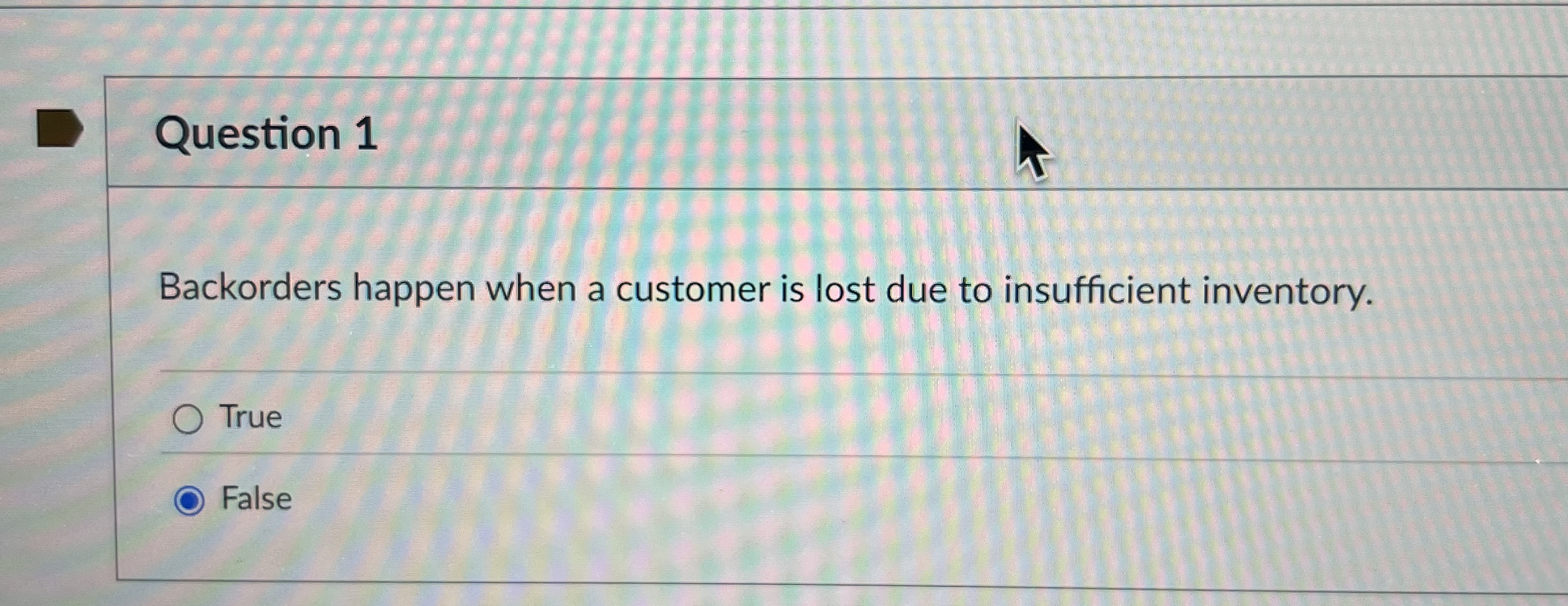 Solved Question 1Backorders happen when a customer is lost | Chegg.com