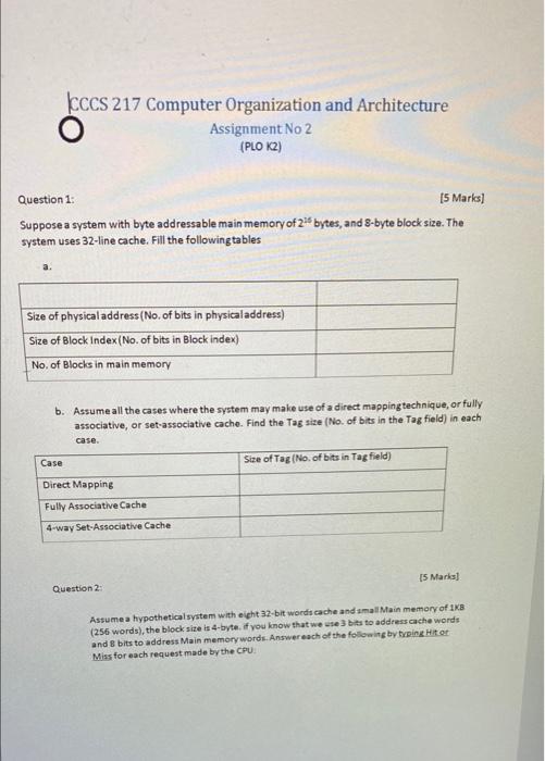 Solved CCCS 217 Computer Organization and Architecture | Chegg.com