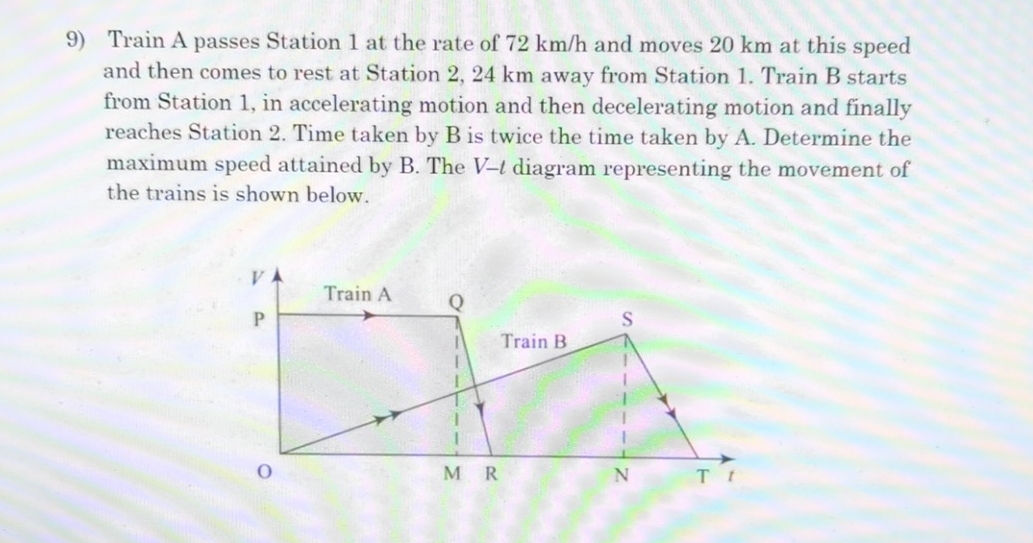 Solved Train A passes Station 1 ﻿at the rate of 72kmh ﻿and | Chegg.com