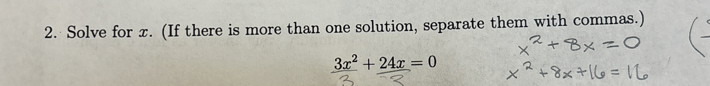 Solved Solve for x. (If there is more than one solution, | Chegg.com