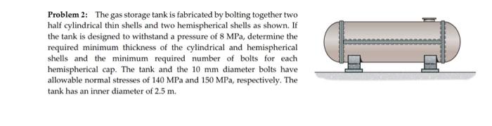 Solved Problem 2: The gas storage tank is fabricated by | Chegg.com