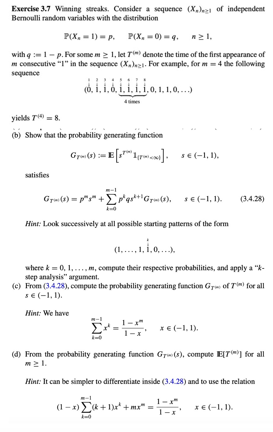 Solved Exercise 3.7 ﻿Winning streaks. Consider a sequence | Chegg.com