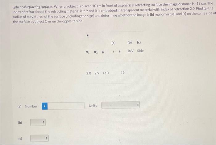 Solved Spherical refracting surfaces. When an object is | Chegg.com