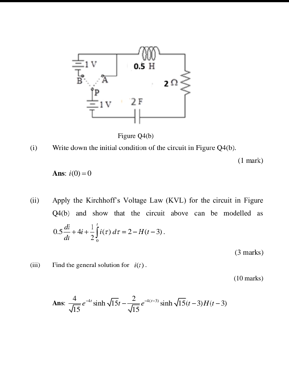 Solved Figure Q4(b)(i) ﻿Write down the initial condition of | Chegg.com