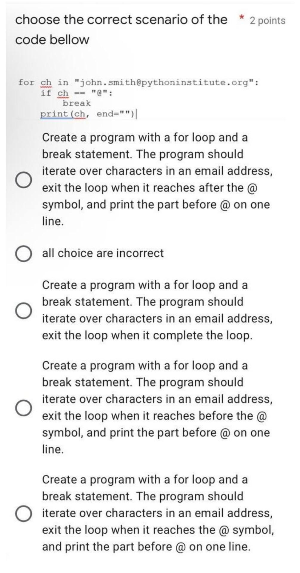 Solved choose the correct scenario of the code bellow * 2 | Chegg.com