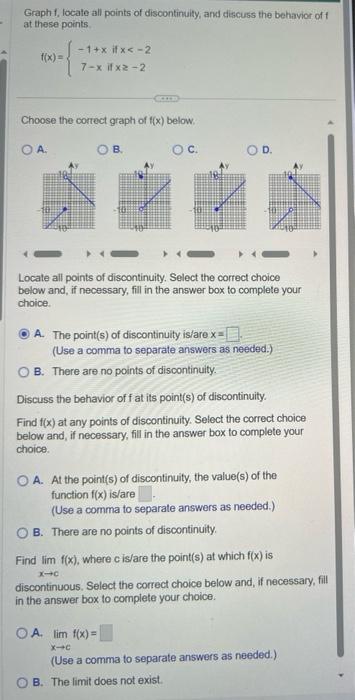Solved Graph 1, locate all points of discontinuity, and | Chegg.com