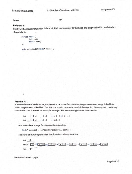 Solved Santa Monica College CS 20A: Data Structures with C++ | Chegg.com