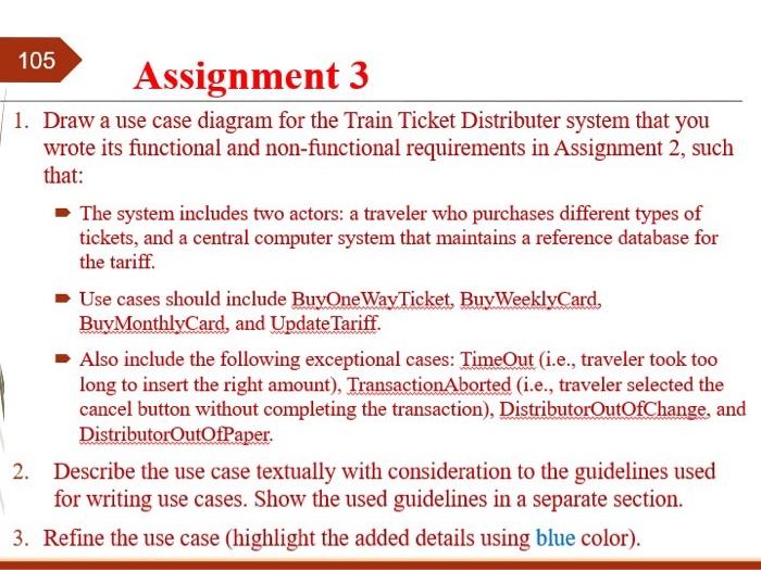 Solved 105 Assignment 3 1. Draw a use case diagram for the | Chegg.com