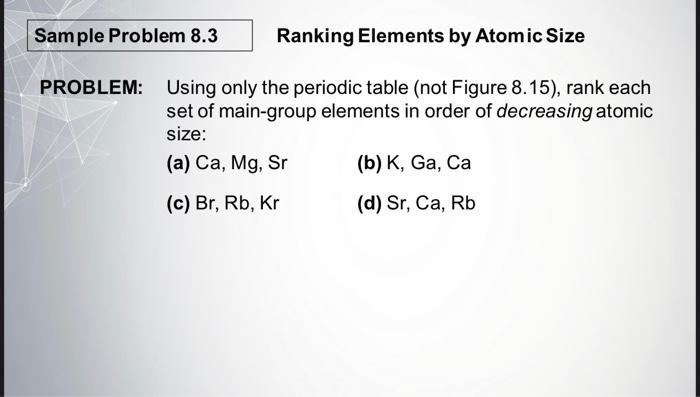Solved PROBLEM: Using only the periodic table (not Figure | Chegg.com