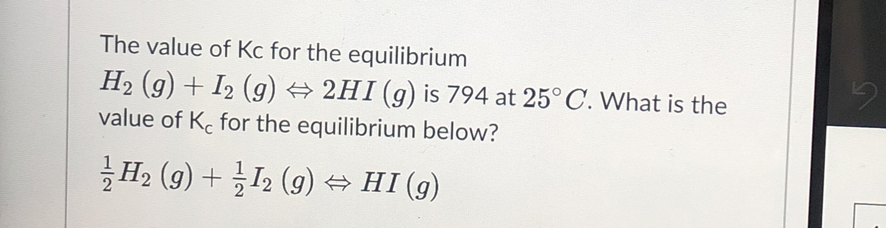 Solved The value of Kc for the | Chegg.com