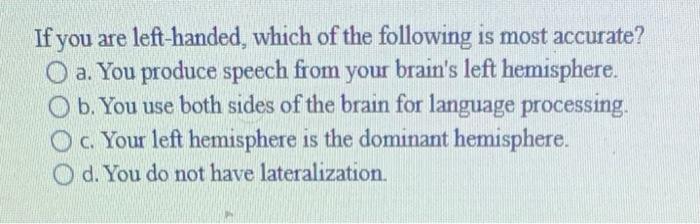 Solved If you are left-handed, which of the following is | Chegg.com