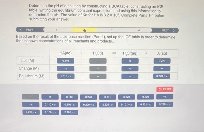 Solved Determine the pH of a solution by constructing a BCA | Chegg.com