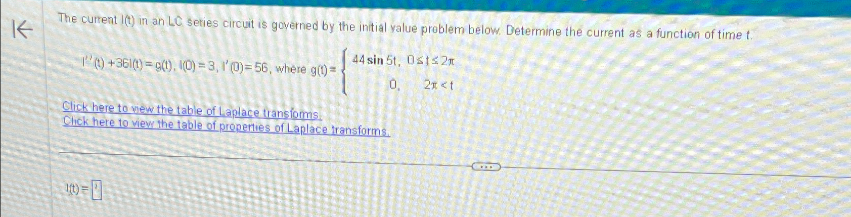 Solved The current I(t) ﻿in an LC series circuit is governed | Chegg.com