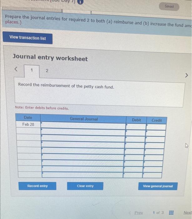 Solved Problem 8-3A Establishing, reimbursing, and | Chegg.com